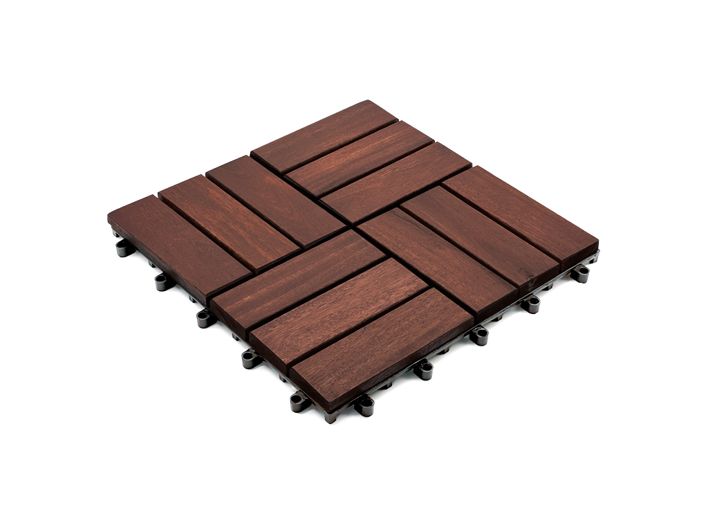Terrassenfliese Akazie dunkel geölt Holzfliese | Holz-Terrassenfliesen ...